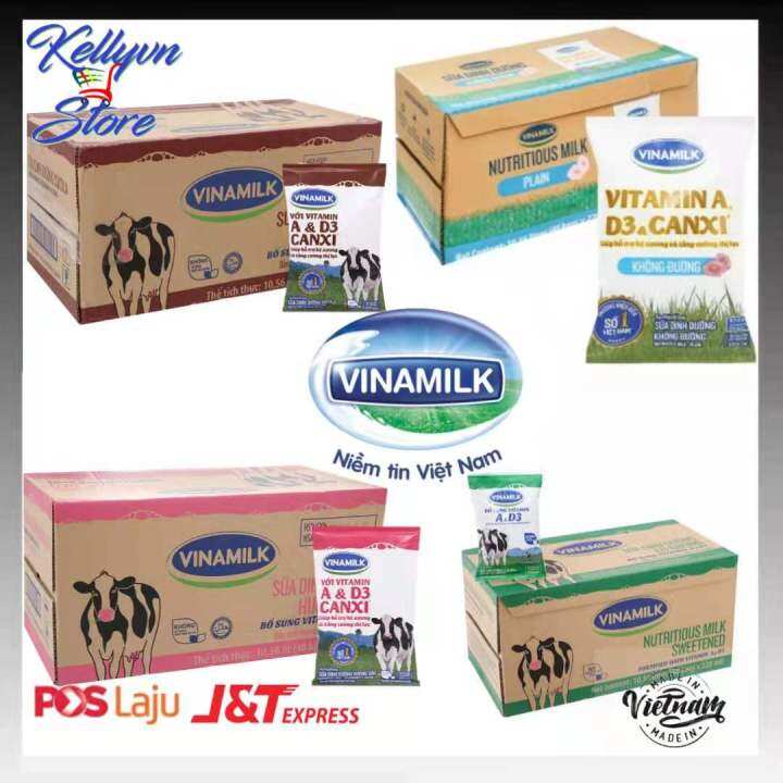 [Halal] Vinamilk Fresh Milk 4 Flavor [Sugar/No Sugar/Chocolate ...