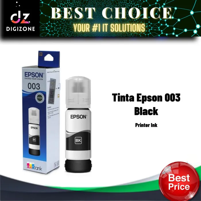 Tinta Epson 003 Black Original - Untuk Printer L1110, L3110, L3150 ...
