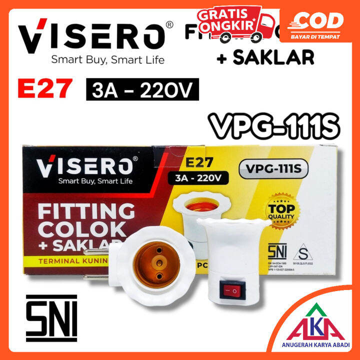 Fitting Colok Putih VISERO VPG-111S Plus Saklar E27 3A 250V Terminal Kuningan SNI | Lazada Indonesia