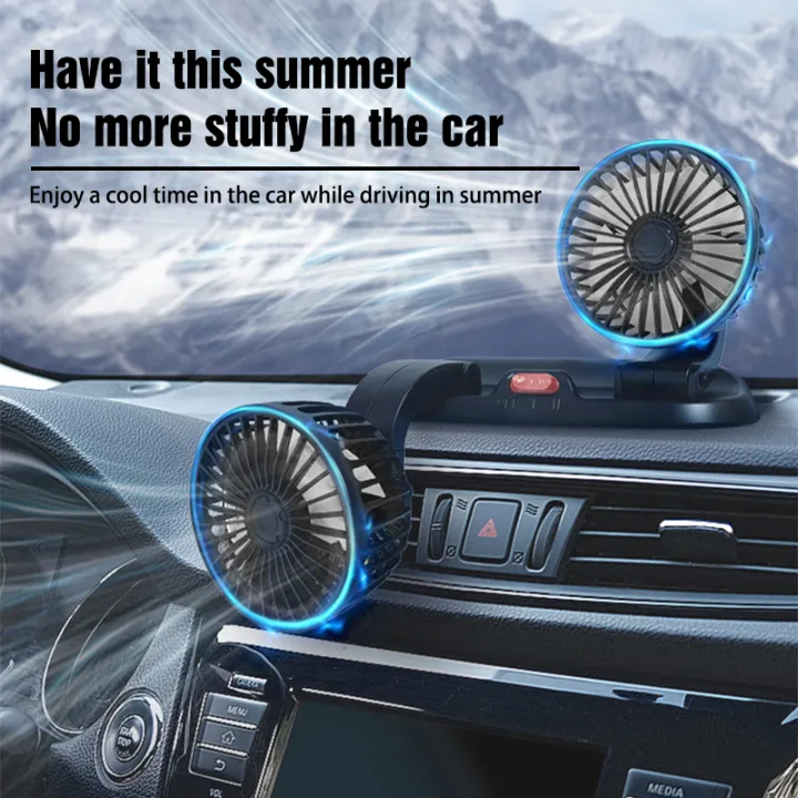 12V High Quality Double Headed Car Fan 360 Degrees Vehicle USB Plug ...