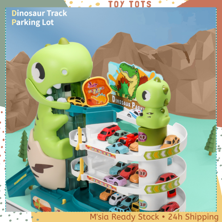 DINOSAUR TRACK PARKING LOT Dino Car Park Toy Car Set Race with ...
