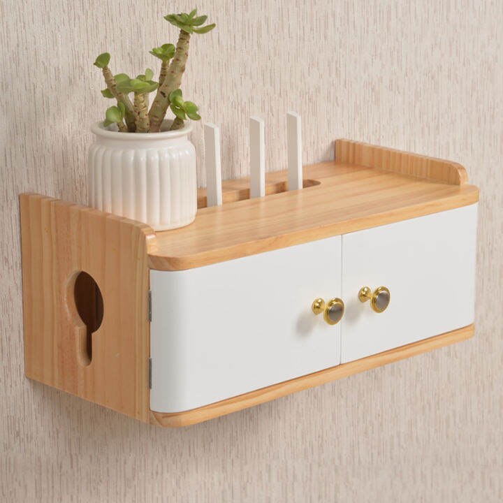 Wifi wireless router storage box wall-mounted set-top box shelf solid ...