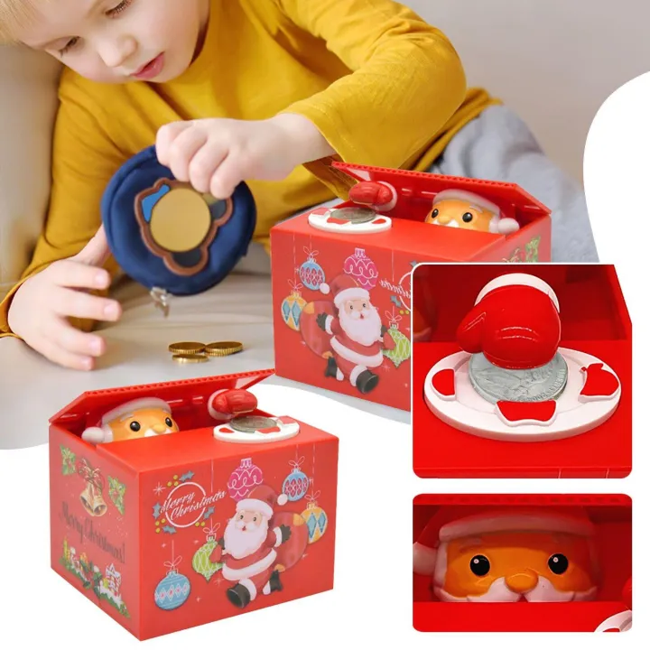 Santa Claus Snowman Automatic Stealing Coin Electronic Box Saving Safe ...
