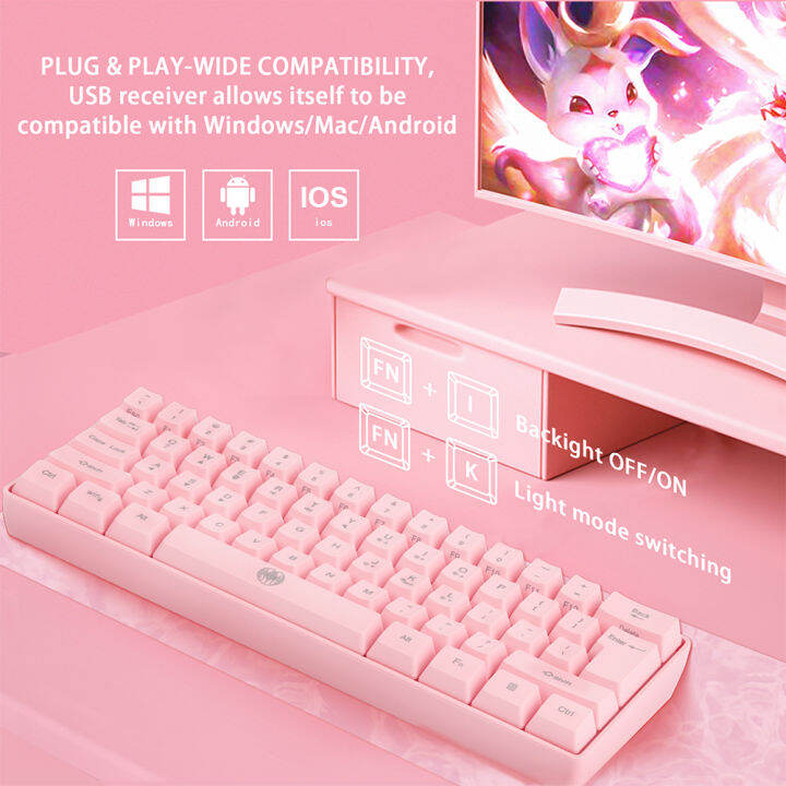 G61 61 Keys Rgb Backlit 2 4g Bluetooth Compatible Dual Mode Wireless Keyboard Gaming Computer