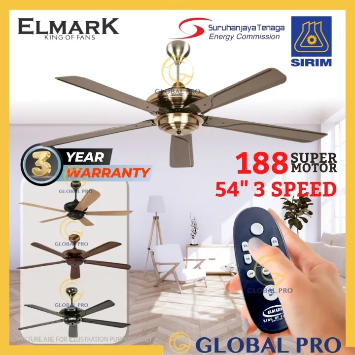 ELMARK 921 54" Kipas Siling Kawalan Jauh Ceiling Fan With Remote ...
