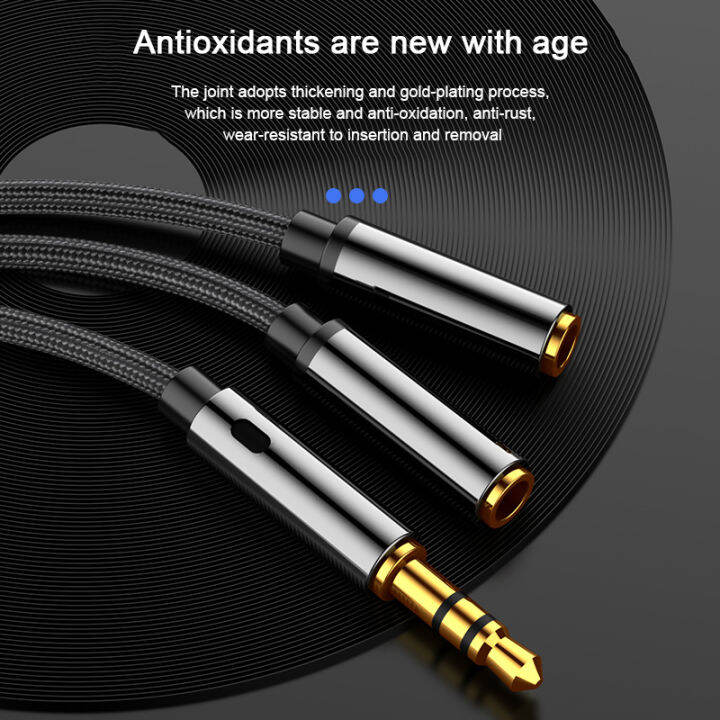 （HOT)Headphone Splitter Cable 3.5mm Audio Jack Splitter Extension AUX ...
