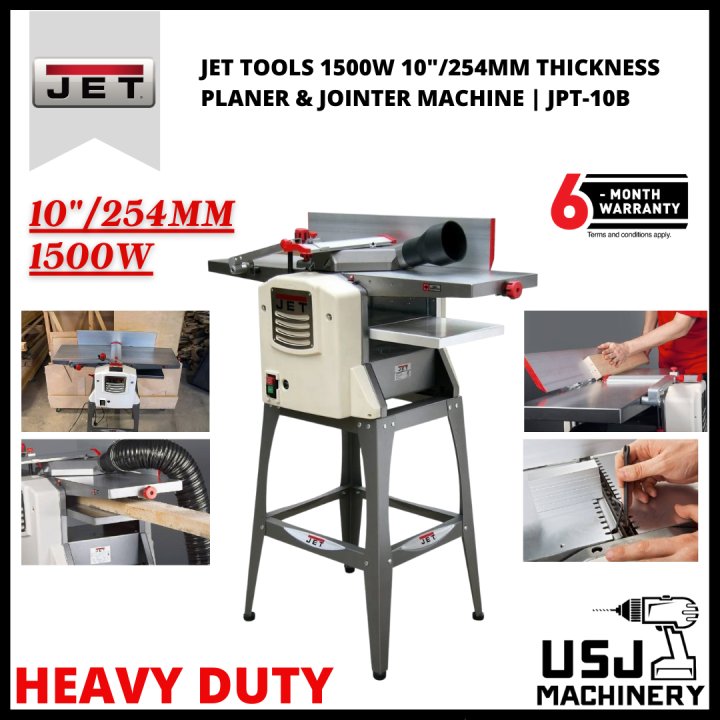 JET Tools 1500W 10"/254mm Thickness Planer & Jointer Machine JPT-10B ...