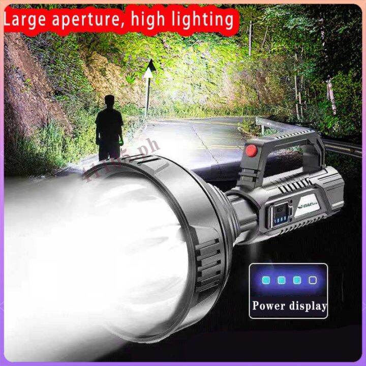 LED Searchlight Spotlight Big Beam Long Range Flashlight USB Rechargeable Waterproof patrol ...