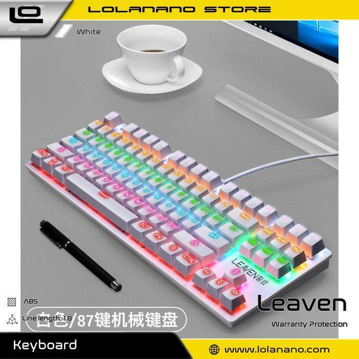 Leaven Crack Mechanical Keyboard 87 Key Blue Switch RGB - K550 - White | Lazada Indonesia