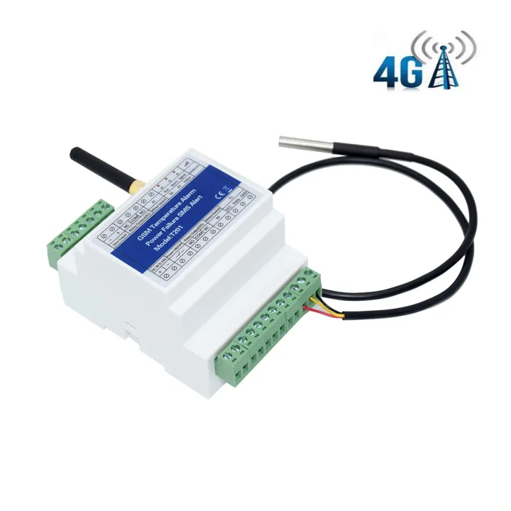 DIN-Rail 4G GSM SMS Remote Relay Controller ON/OFF Switch Temperature ...
