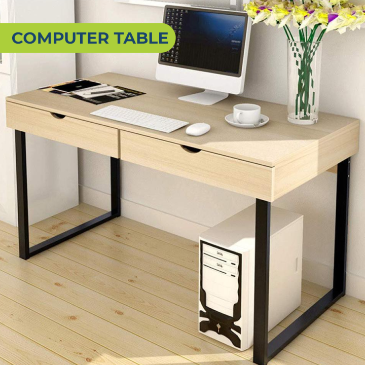 Homu Minimalist VICTORIA 120x54 Home Office Desk Computer Table with 2 ...