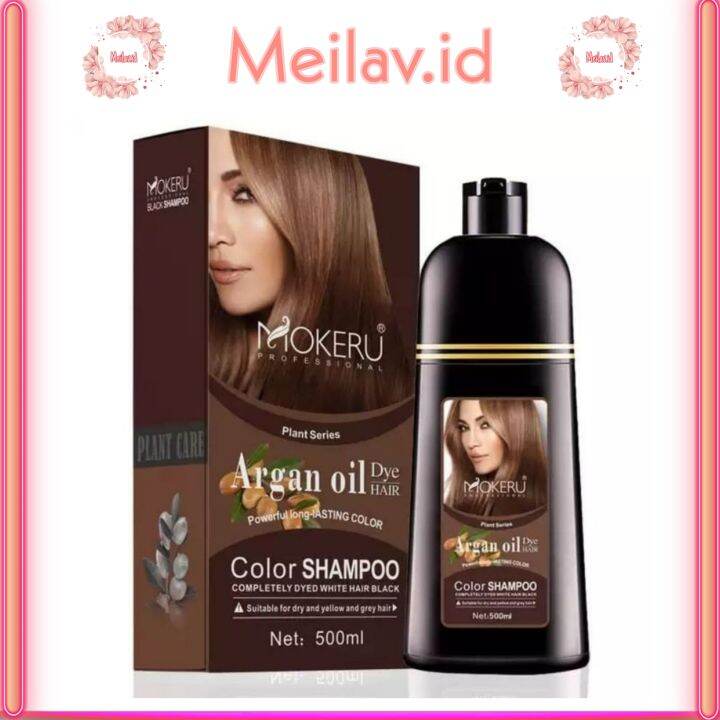 MOKERU Color Shampoo Argan Oil Dye Hair / Sampo Semir Herbal 500 ml ...