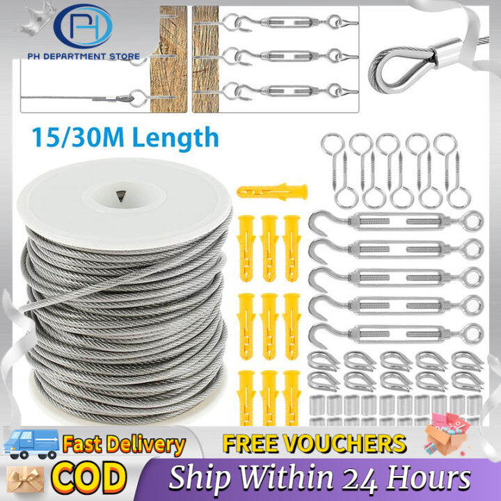 Cable Railing Kit PVC Coated Cable Rope PVC Coated 304 Stainless Steel Cable Rope Garden Wire ...