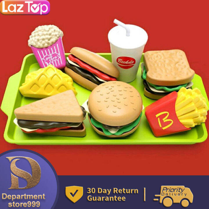 Happy Little Chef Kitchen Toys Play House Mini Burger And Fries Set ...