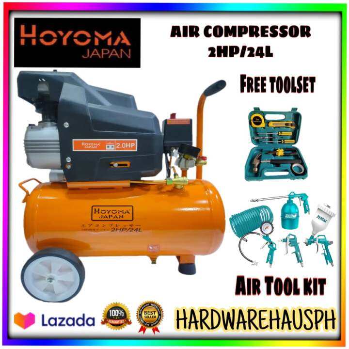 HOYOMA JAPAN 2hp/24L Air Compressor 1500w HT-ACP24 with 5pcs Air Tool ...