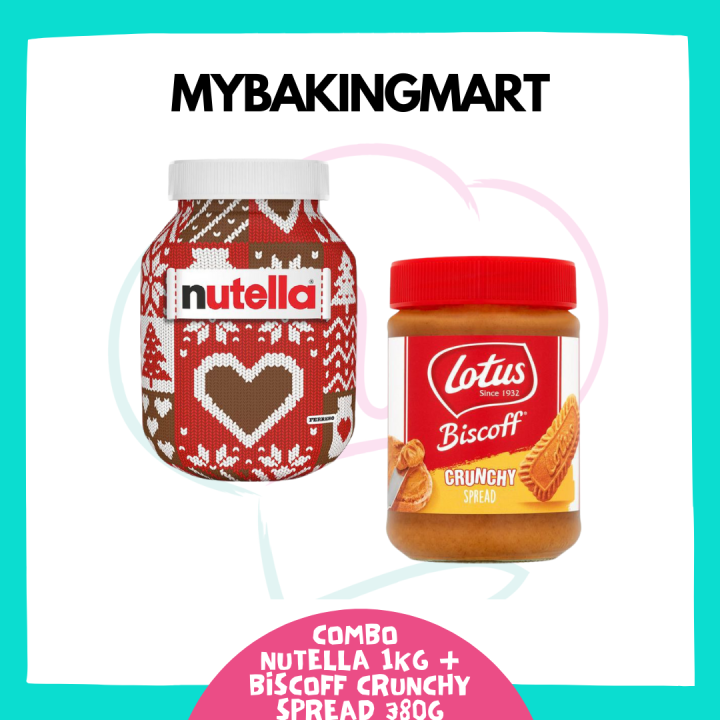 Mybakingmart | COMBO Biscoff Crunchy Spread 380g & Nutella Hazelnut Spread 1kg | Lazada