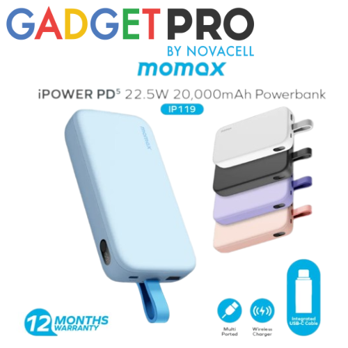 Momax IP119 iPower PD 5 20000mAh 22.5W Fast Charging Power Bank -Black ...
