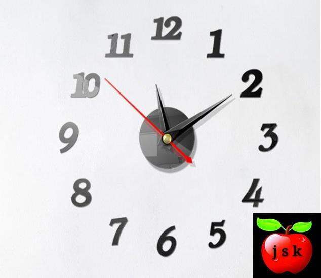 JSK Universal Acrylic Modern DIY Wall Clock 3D Mirror Surface Sticker ...