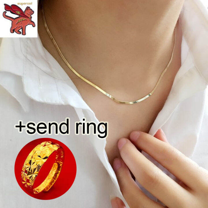 pure Ang 24K Saudi gold necklace for men snake bone chain gold Original ...