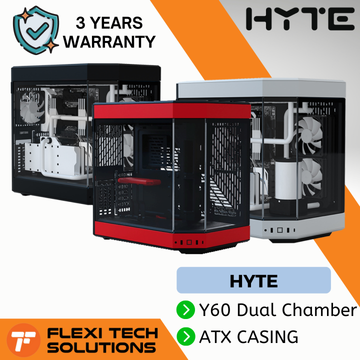 Flexi Tech HYTE Y60 Dual Chamber ATX PC Desktop Casing PCIE 4.0 Riser ...