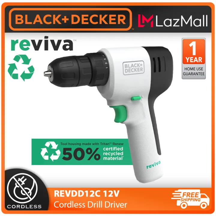 BLACK + DECKER 12V REVIVA Cordless Drill Driver REVDD12C Screwdriving ...