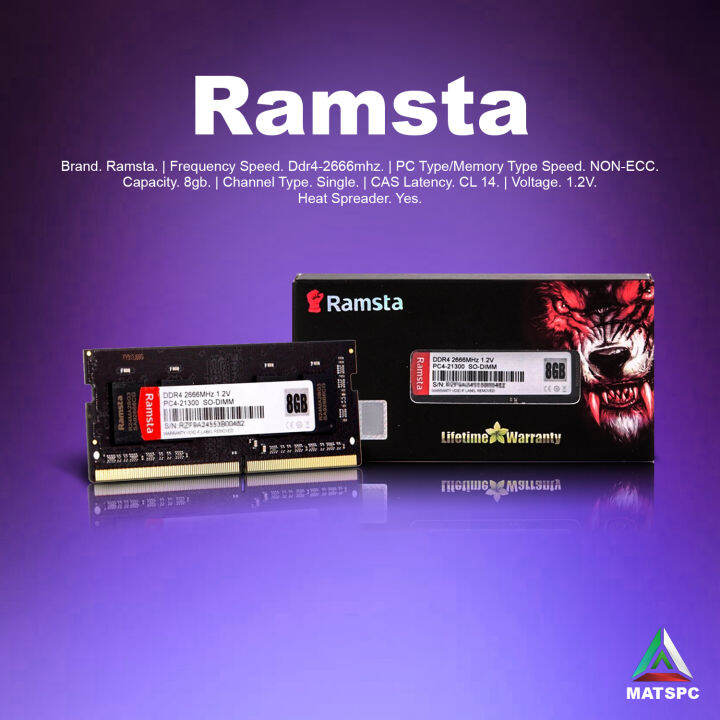 Ramsta 8gb ddr4 2666mhz Sodimm | Lazada PH