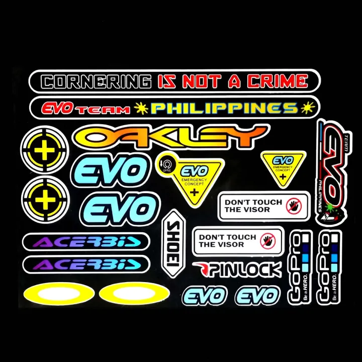 Reflective Motorcycle Sticker EVO High Quality Helmet Bike Car Vinyl ...