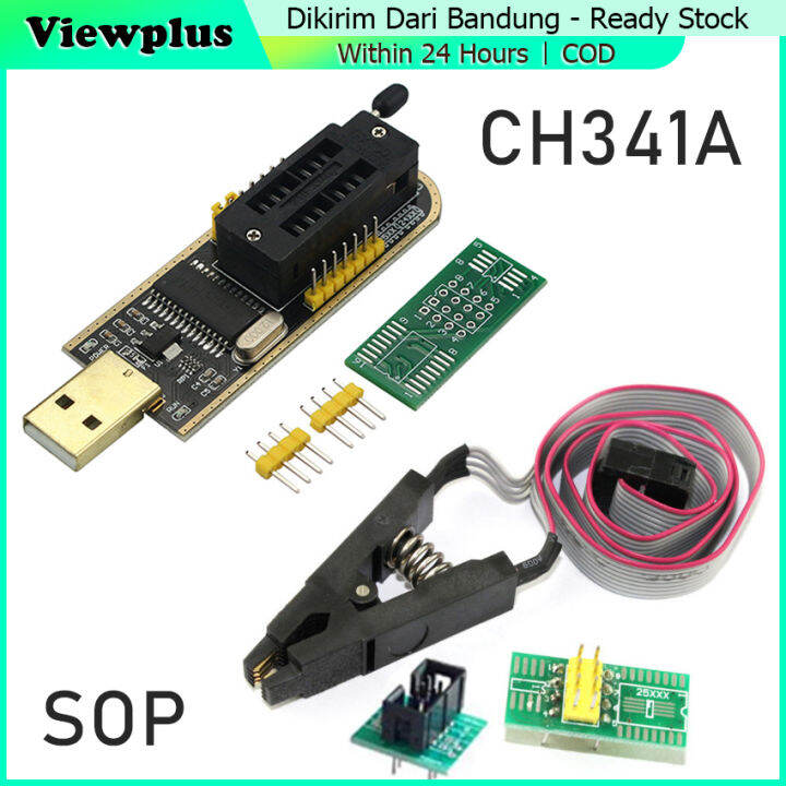 Paket komplit Alat Flash bios IC CH341 CH341A USB Programmer Flasher ...