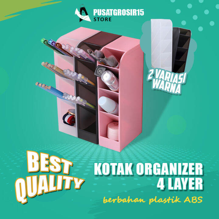 Rak Meja Kotak Alat Tulis 4 Sekat / Tempat Penyimpanan ATK Pena Pensil ...