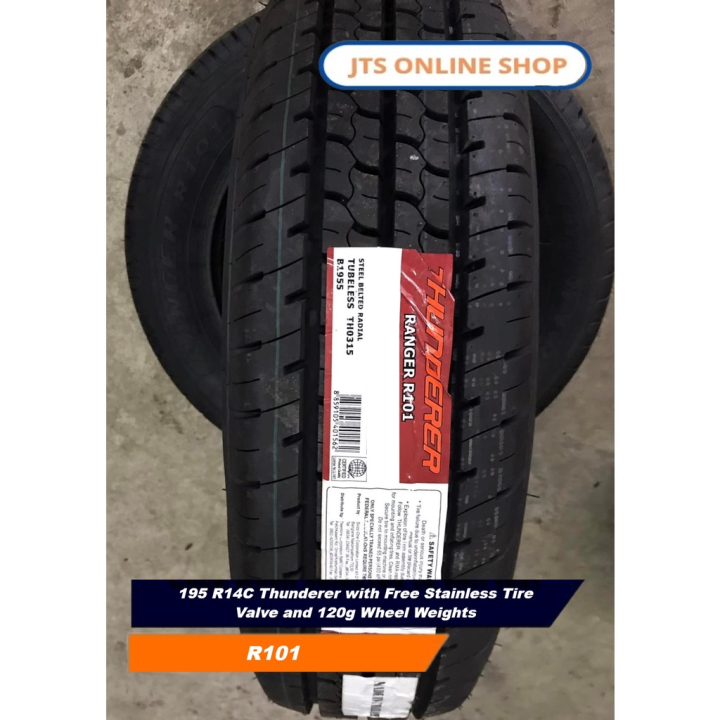 195/R14C Thunderer with Free Stainless Tire Valve and 120g Wheel Weights (PRE-ORDER) | Lazada PH