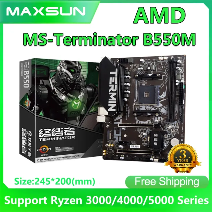 MAXSUN Terminator B550M เมนบอร์ดสำหรับเล่นเกม AMD USB3.1 M.2 Nvme Sata3รองรับ R5 3600 CPU (AM4ซ็ ...