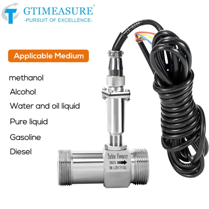 Turbine Flowmeter Sensor Water Liquid Pulse สัญญาณ SS304ดีเซลเบนซินนมแอลกอฮอล์ Methanol Pure ...