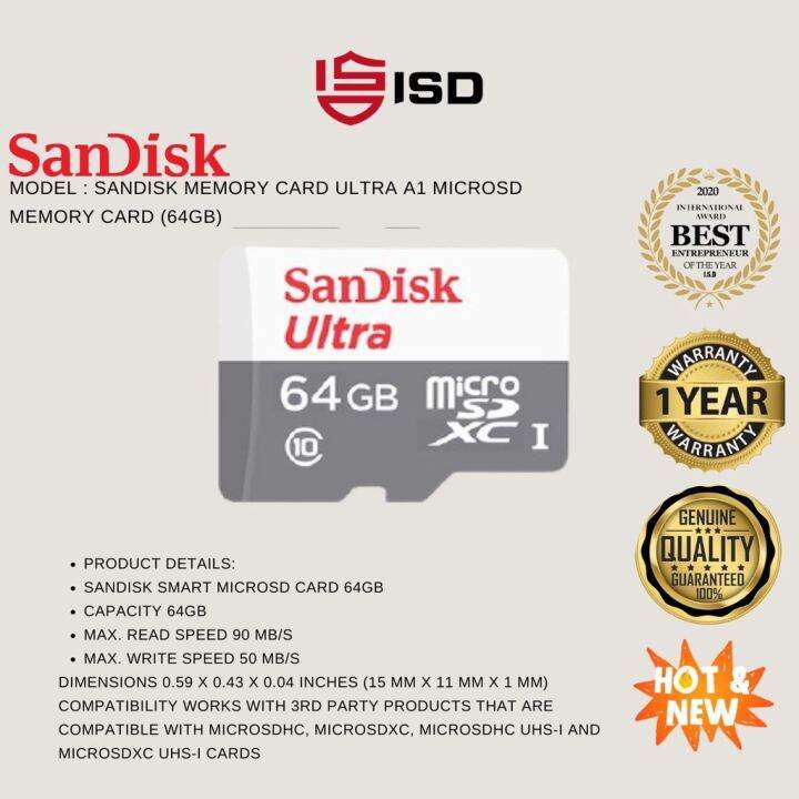 SanDisk Ultra A1 Class 10 Micro SD Memory Card - 16GB/32GB/64GB/128GB | Lazada PH
