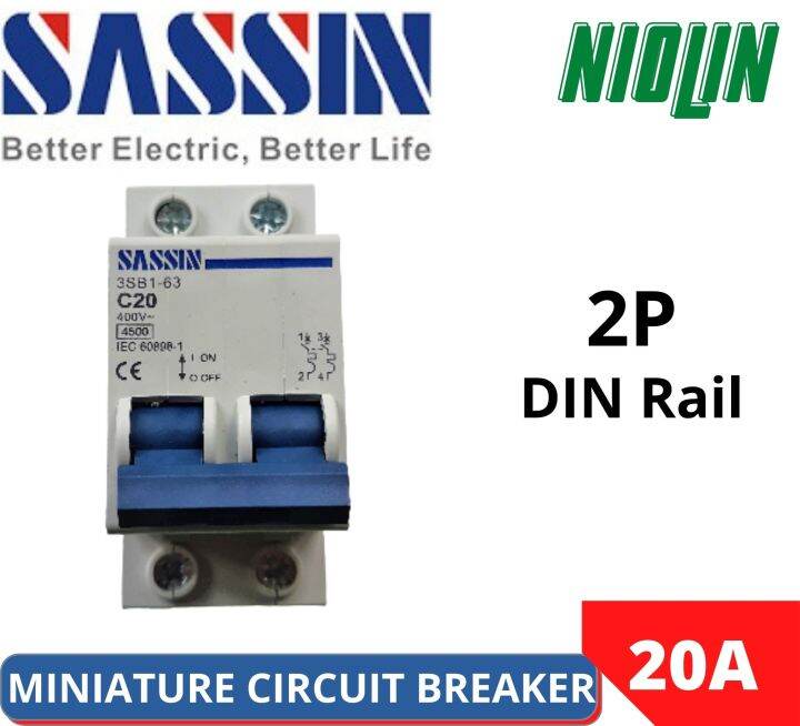 Sassin Miniature Circuit Breaker 2 Pole 20 Amperes | Lazada PH