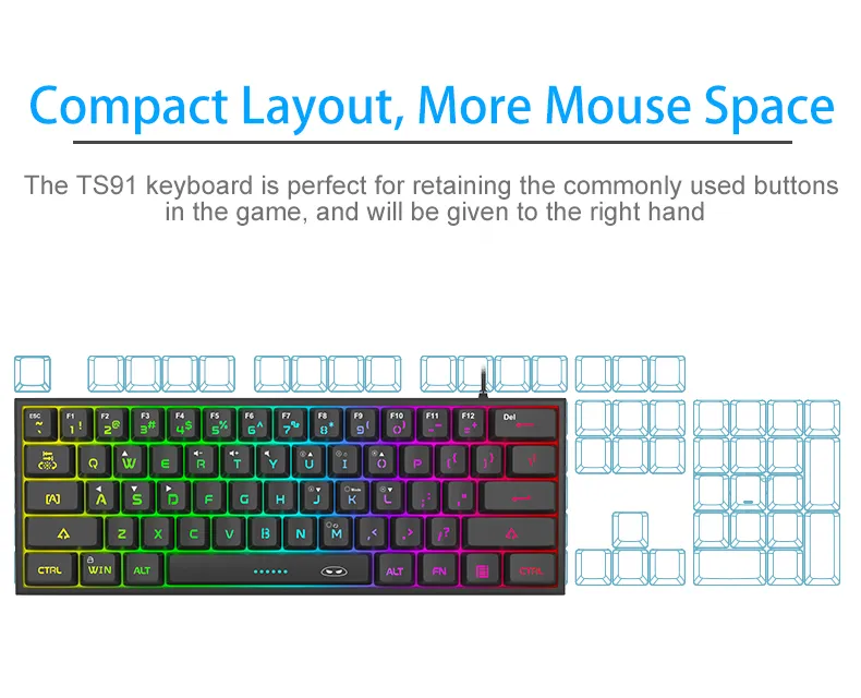 MageGee Mini 60% Keyboard Mechanical Feel 61 Key Wired/Wireless Ultra ...