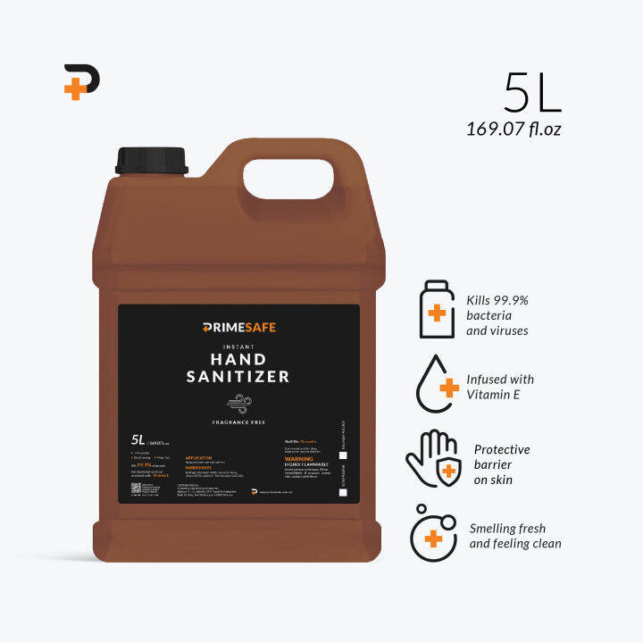 [FREE 50ml] PrimeSafe 5 Litre / 5000ml / 5L Liquid Refill Instant Hand ...