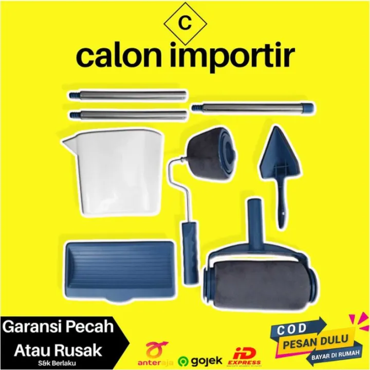 Paket 1 Set Lengkap Roller Roll Rol Cat Tembok Pintar Stik Tongkat ...