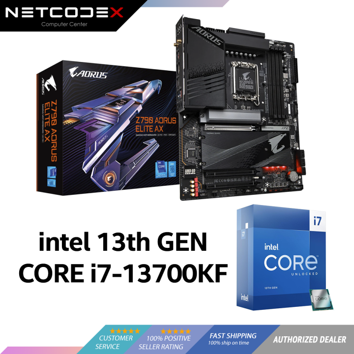 Intel Core i7-13700KF Processor + Gigabyte Z790 AORUS ELITE AX DDR5 Motherboard Bundle - Core i7 ...