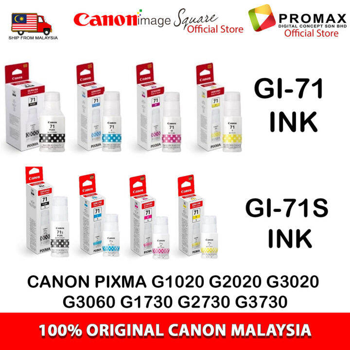 Full Set ORIGINAL CANON GI-71 / GI-71S INK BOTTLES BLACK / CYAN ...