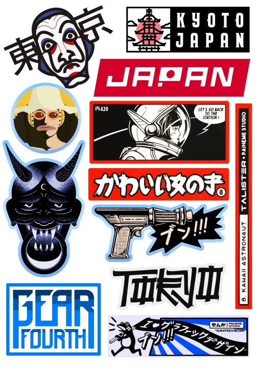 V2-Thai Stickers Decals Motorcycle Car, Vehicle, Assorted A4 Size ...