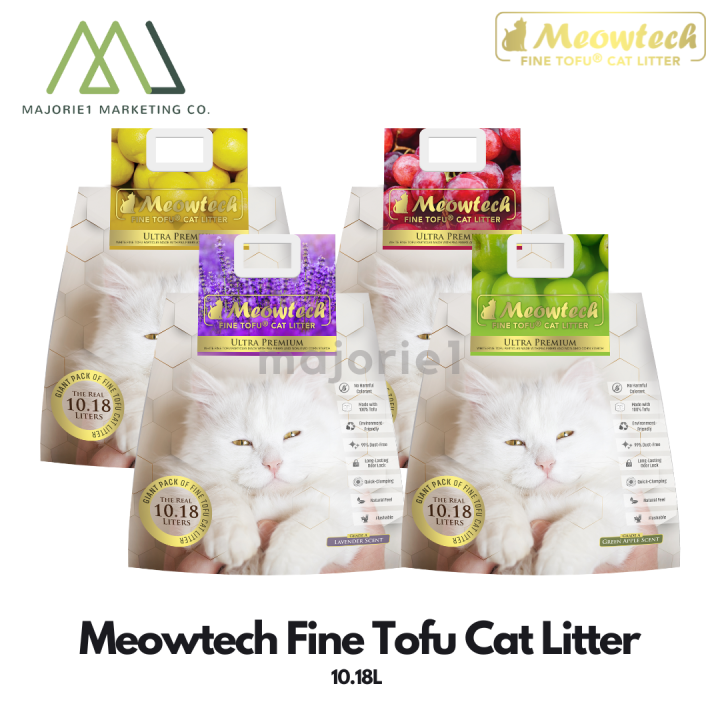 Meowtech Ultra Premium Fine Tofu Clumping Cat Litter 10.18L (Grapes, Lavender, Lemon, Green ...