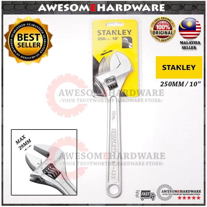 (100% ORIGINAL) STANLEY 87-433 10" 250MM ADJUSTABLE WRENCH FIX SPANNER ...