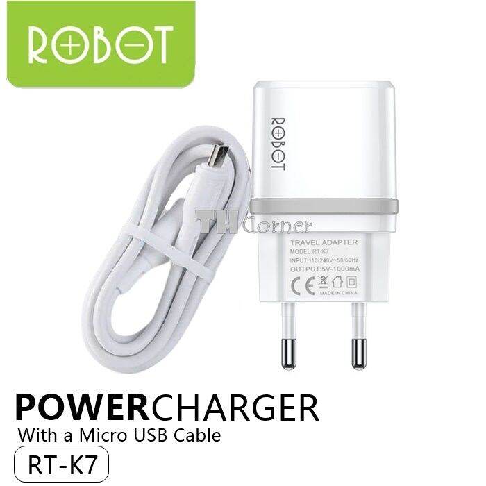 ROBOT Travel Adaptor Charger RT-K7 5V-1A - Putih / Power Charger RT K7 ...