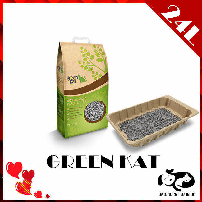 Green Kat 100% Recycled Paper Cat Litter-24L / Pasir Kucing Kertas ...
