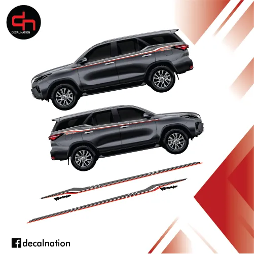 Toyota Fortuner Linear Customized Decals Red,White and Gray Color ...