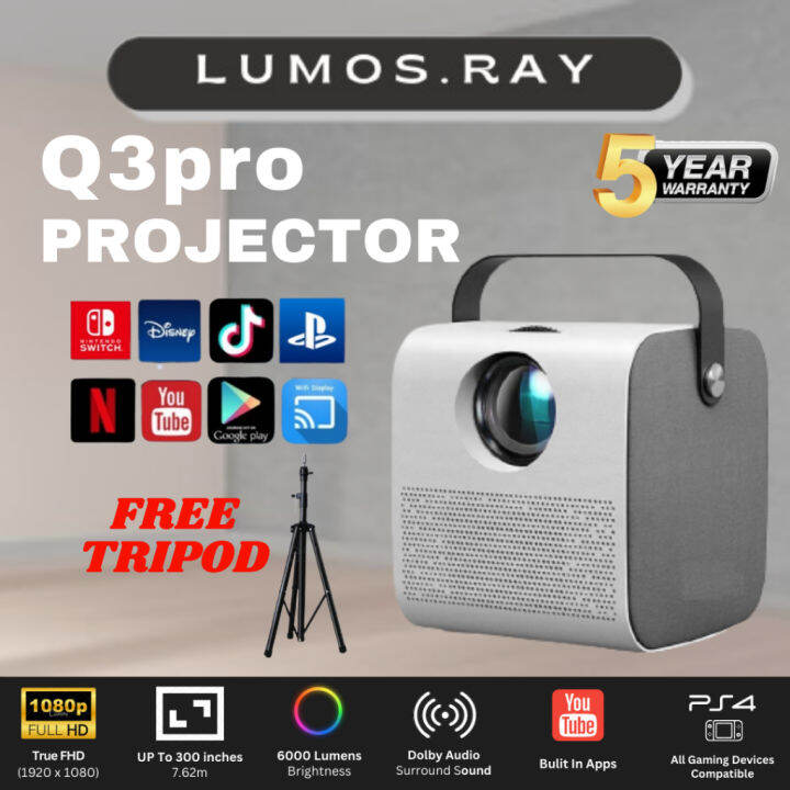 Smart Android Projector Q3pro/Y8 Projector 8500 Lumens HD 1080P 4K WiFi ...