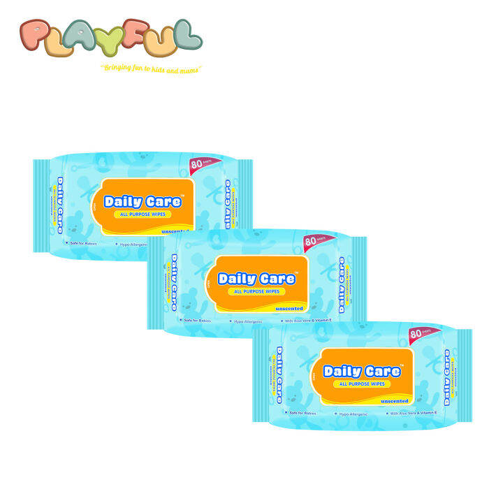 Daily Care All Purpose Wipes Unscented Blue 80s pack of 3 | Lazada PH