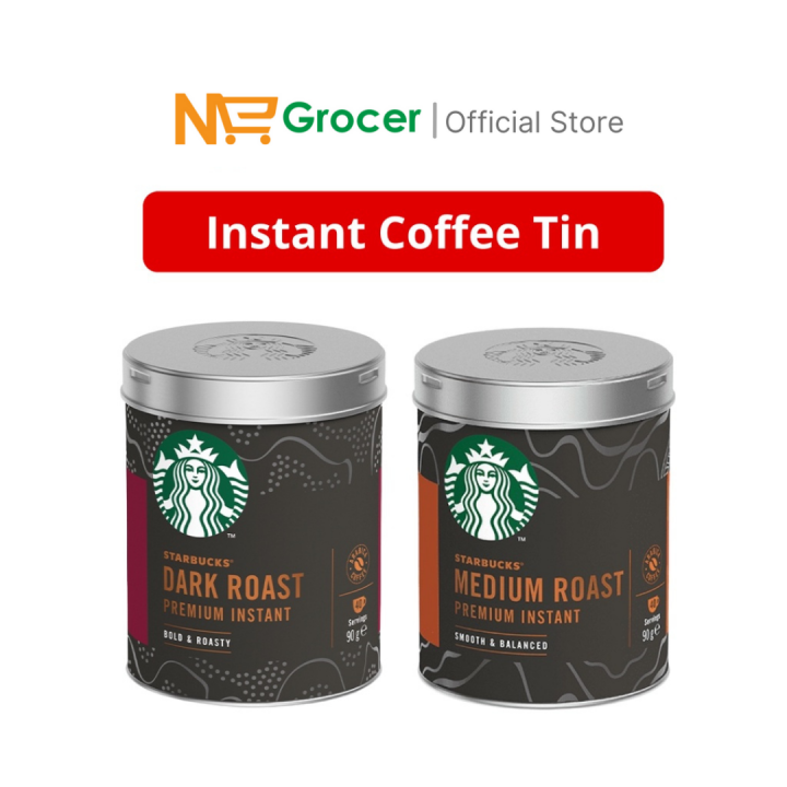 Starbucks Premium Instant Coffee Tin Medium Roast / Dark Roast (90g ...