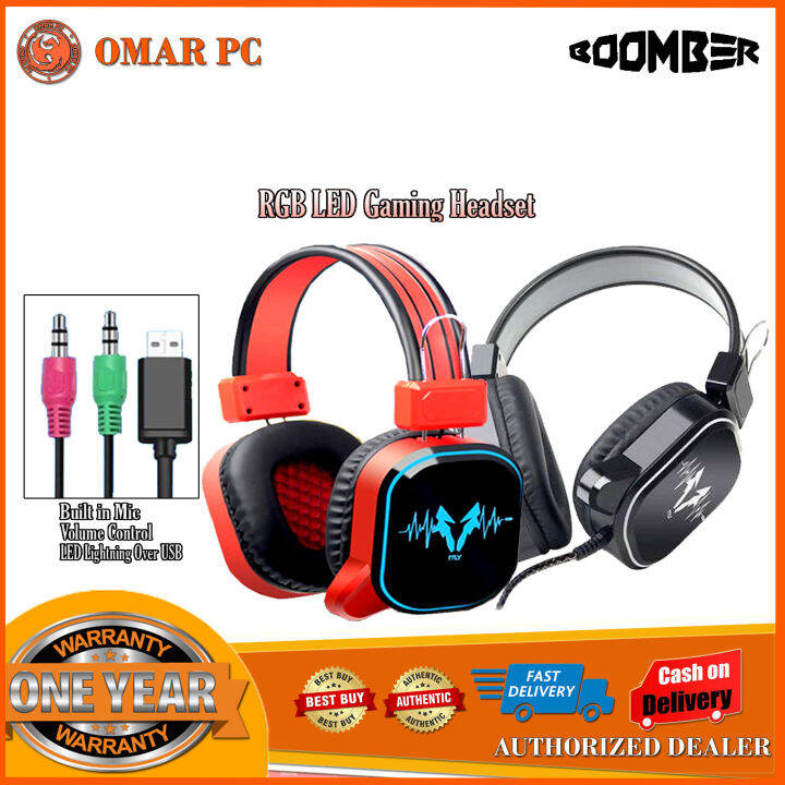 BOOMBER RGB LED GAMING HEADSET (RED / BLACK) | Lazada PH