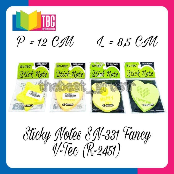 1 PAD (80 LEMBAR) STICKY NOTES SN331 FANCY V-TEC / STICK NOTE / MEMO ...